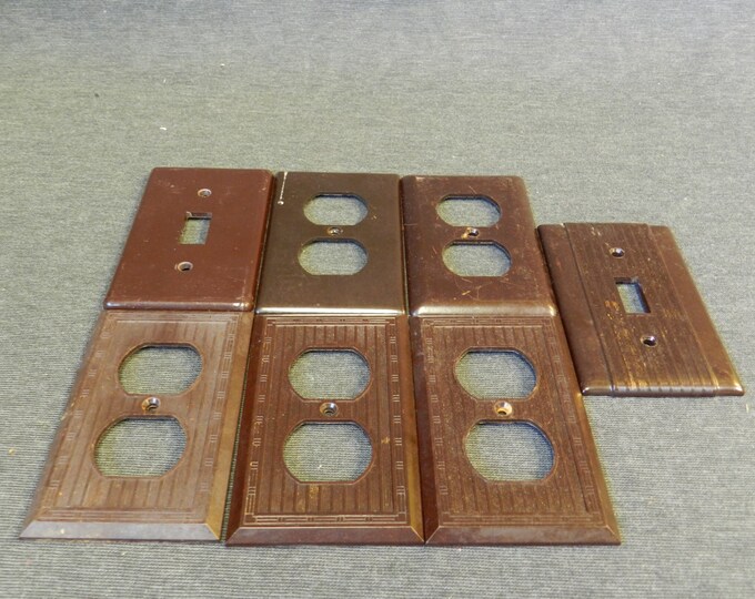 Set of 7 Vintage Brown Bakelite Light Switch and Outlet Covers 1940s ...