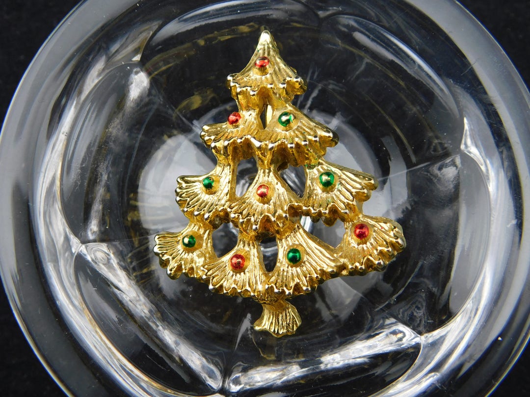 Vintage Signed AA1 Gold Tone Christmas Tree Brooch/ Pin - 1-7/8" Tall ...