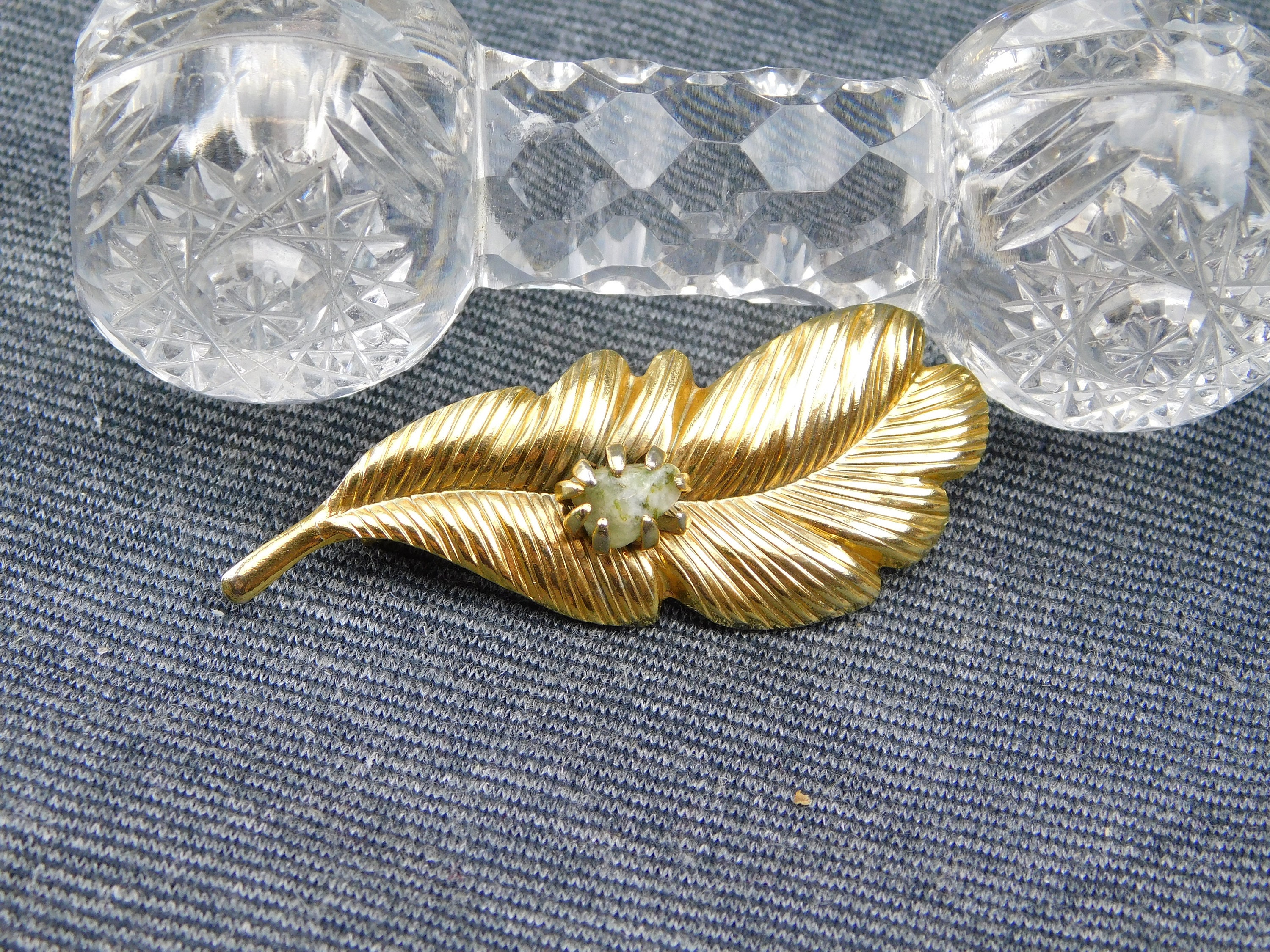 Vintage Gold Tone Feather Pin Brooch With Genuine Agate Stone - Etsy UK