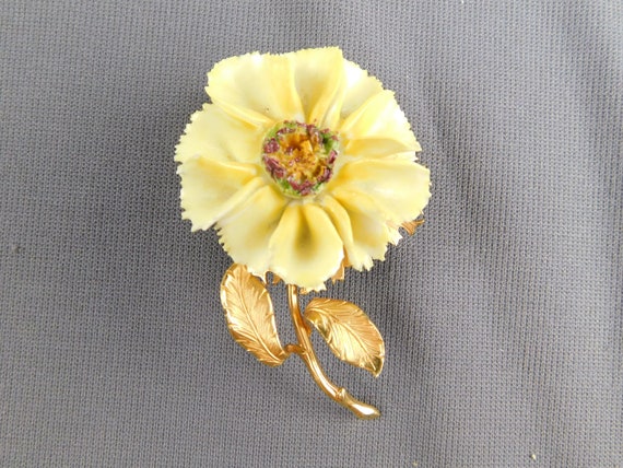 Giovanni Porcelain Flower Brooch Signed Vintage Made … - Gem