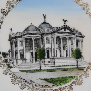RARE Antique Carnegie Library Houston Texas Souvenir Plate Made by ...