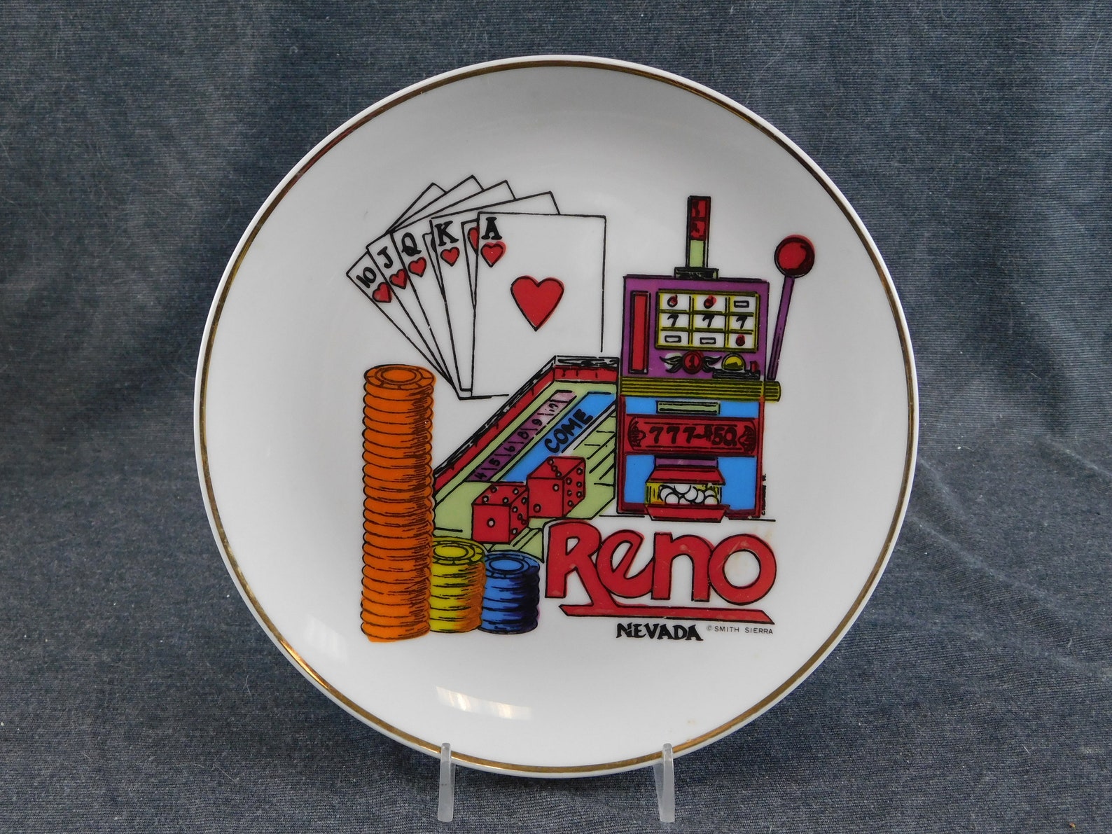 Reno Nevada Souvenir Plate Gold Trimmed Edge Slot Machine Dice - Etsy