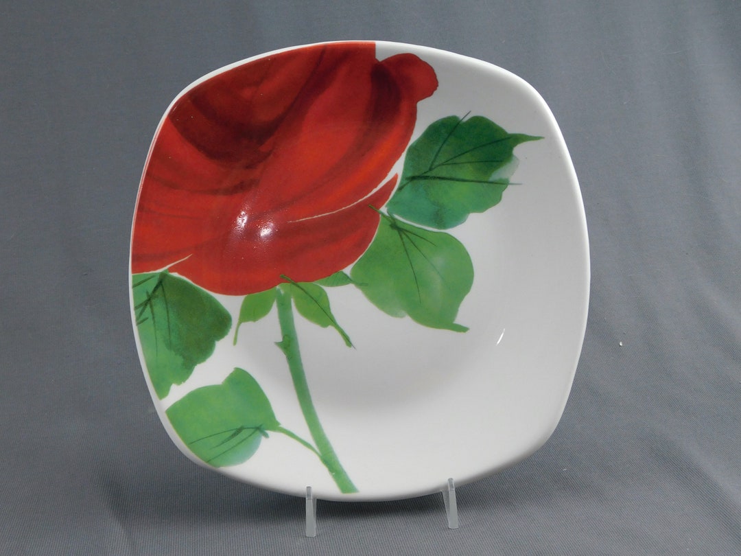 Red Rose Plate by Ceramica Due Torri per Alimenti 1970's - 8-1/2 ...