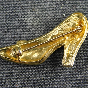 Rhinestone Lady's Shoe Pin Brooch Pump High Heel Gold & Silver Tone ...