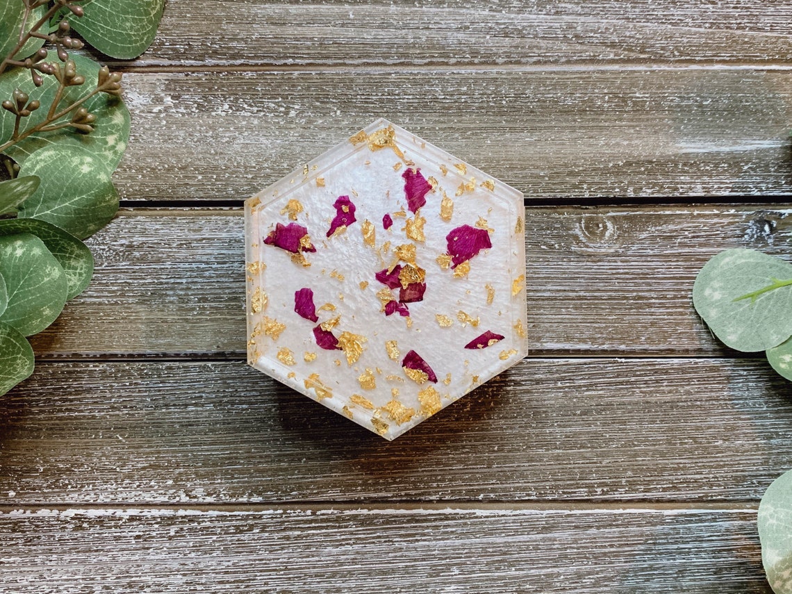 Rose Flower Coasters Floral Decor Set of 2 Coasters - Etsy