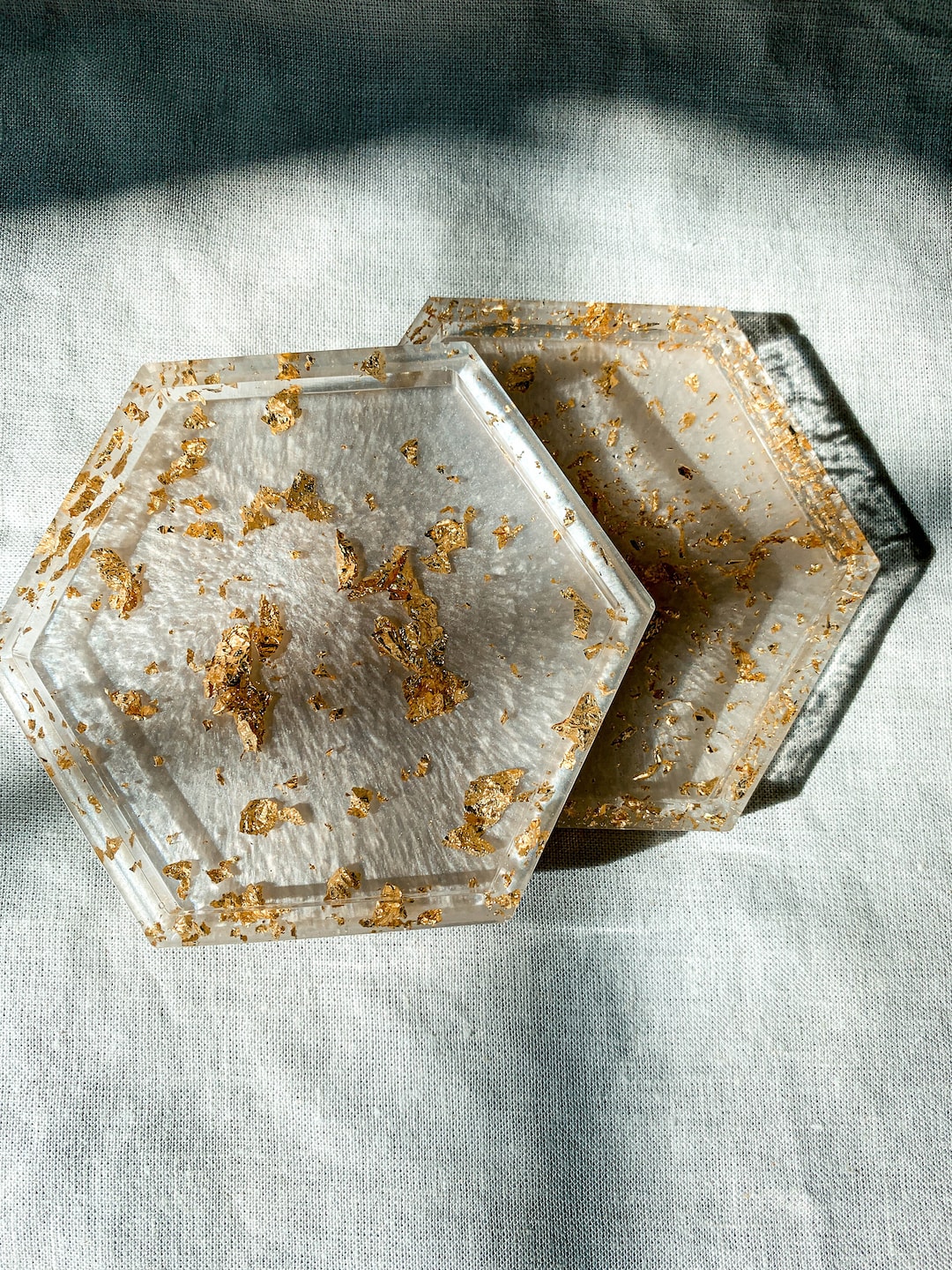 White and Gold Coasters Set of 2 Coasters Gift for the Home ...