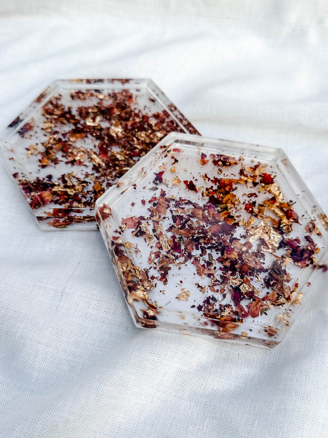 Rose Petal Coasters | Floral Coasters | Floral Preservation | Set of 4 ...