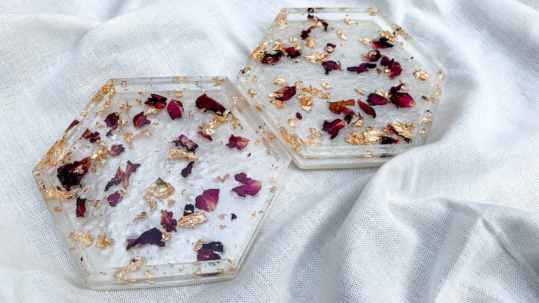 Rose Flower Coasters | Floral Decor | Set of 2 Coasters | Gifts for the ...