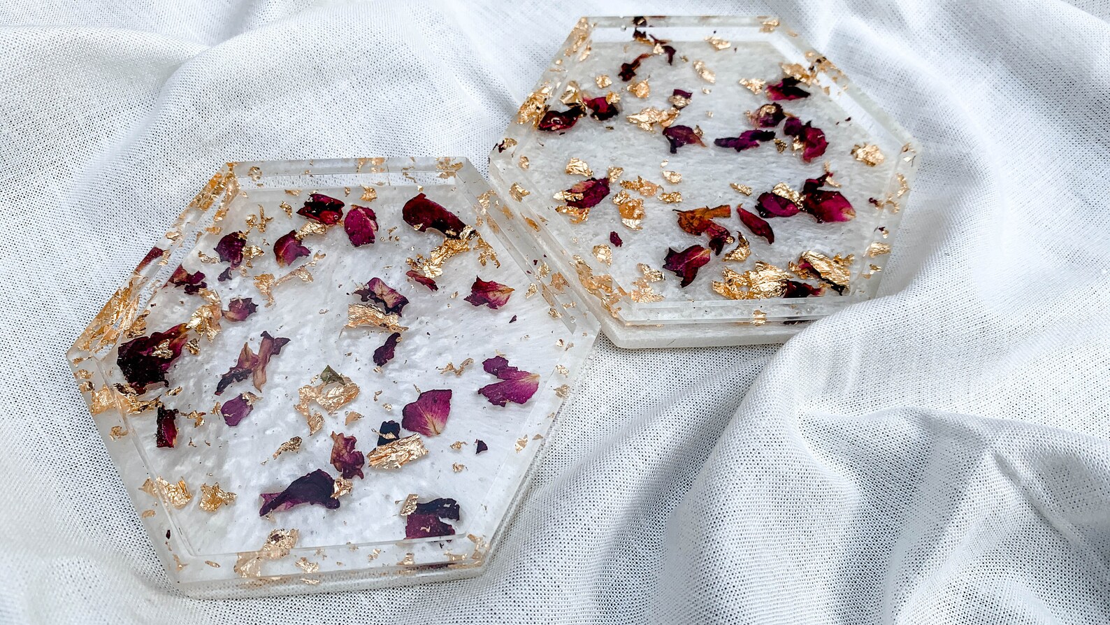 Rose Flower Coasters Floral Decor Set of 2 Coasters - Etsy