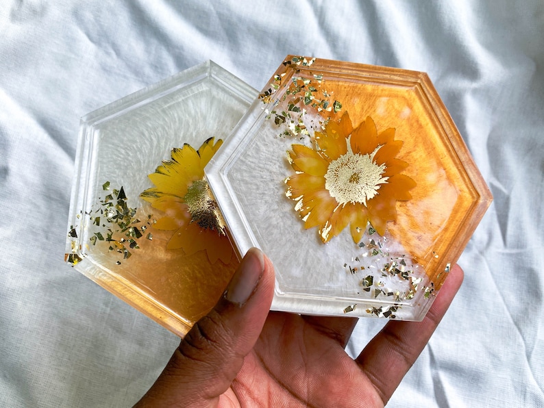 Sunflower Yellow Coasters Set of 4 Resin Coasters Gifts - Etsy