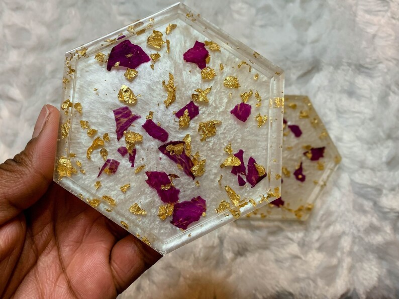 Rose Flower Coasters Floral Decor Set of 2 Coasters - Etsy