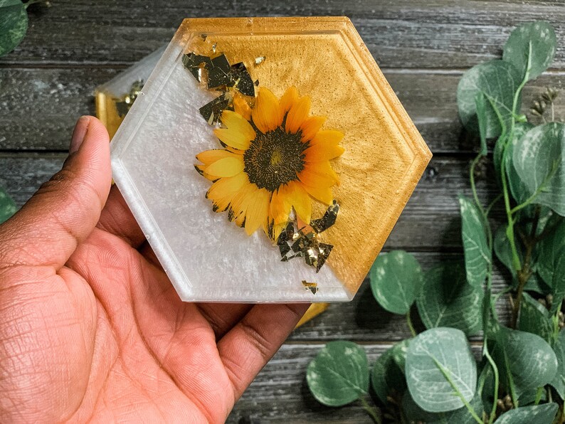 Sunflower Yellow Coasters Set of 2 Resin Coasters Gifts - Etsy