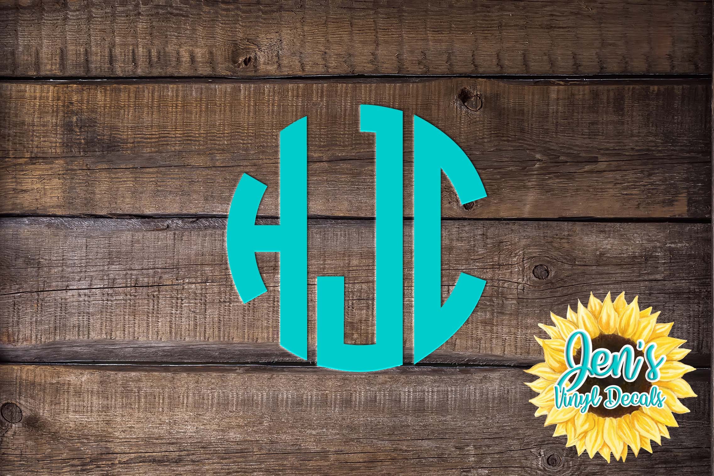 Circle Monogram Car Window Decal Initials Car Window Decal | Etsy