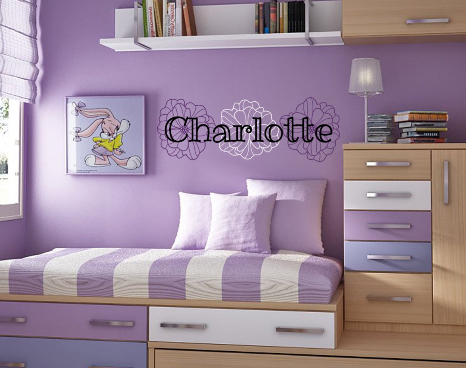 Girl's Bedroom Flower Name Wall Decal Wall Sticker - Etsy