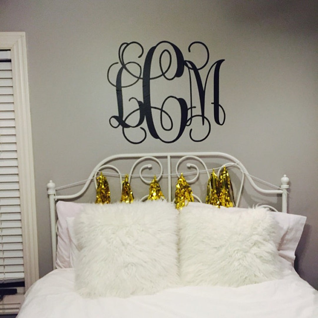 Monogram Wall Decal | Vine Monogram Wall Decal | Initial Wall Decal | Nursery Decal | Monogram ...
