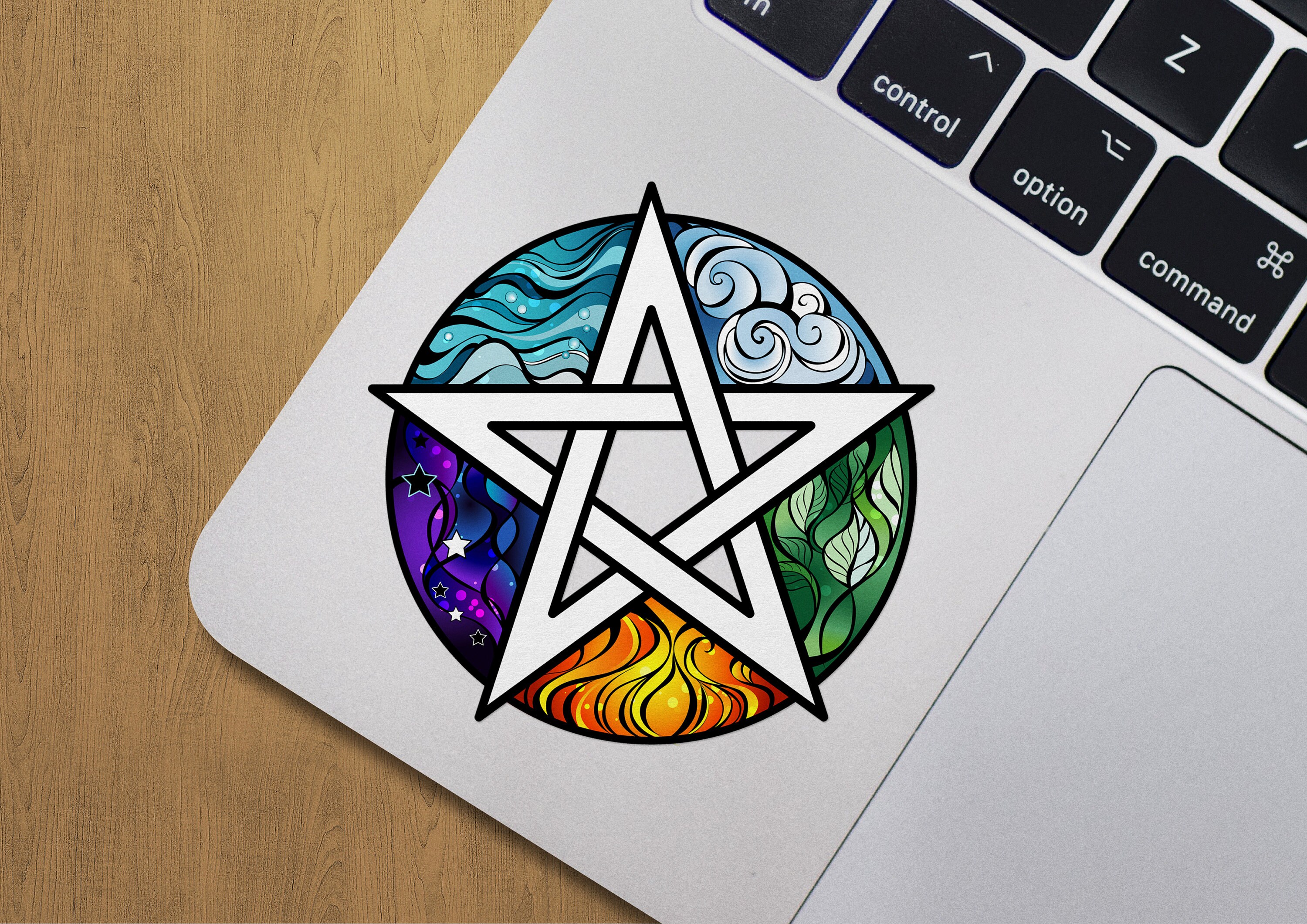 Pentagram With the Elements Water, Earth, Air, Fire and Astral ...