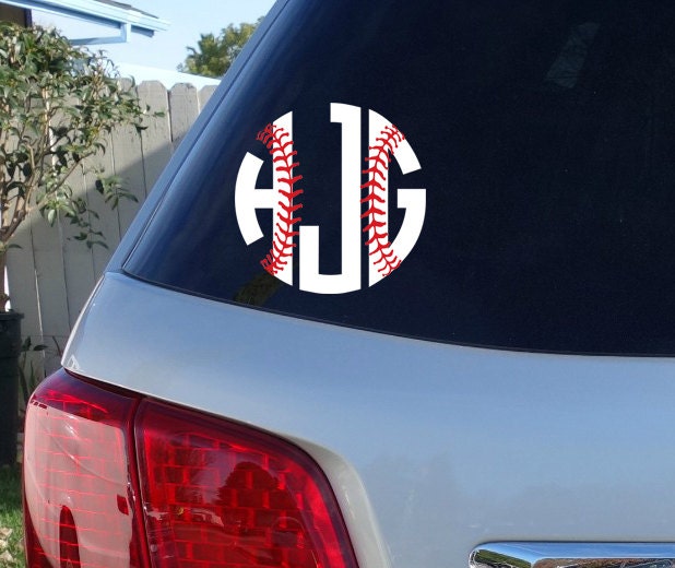 Baseball Monogram Car Decal Baseball Car Decal Baseball Car - Etsy
