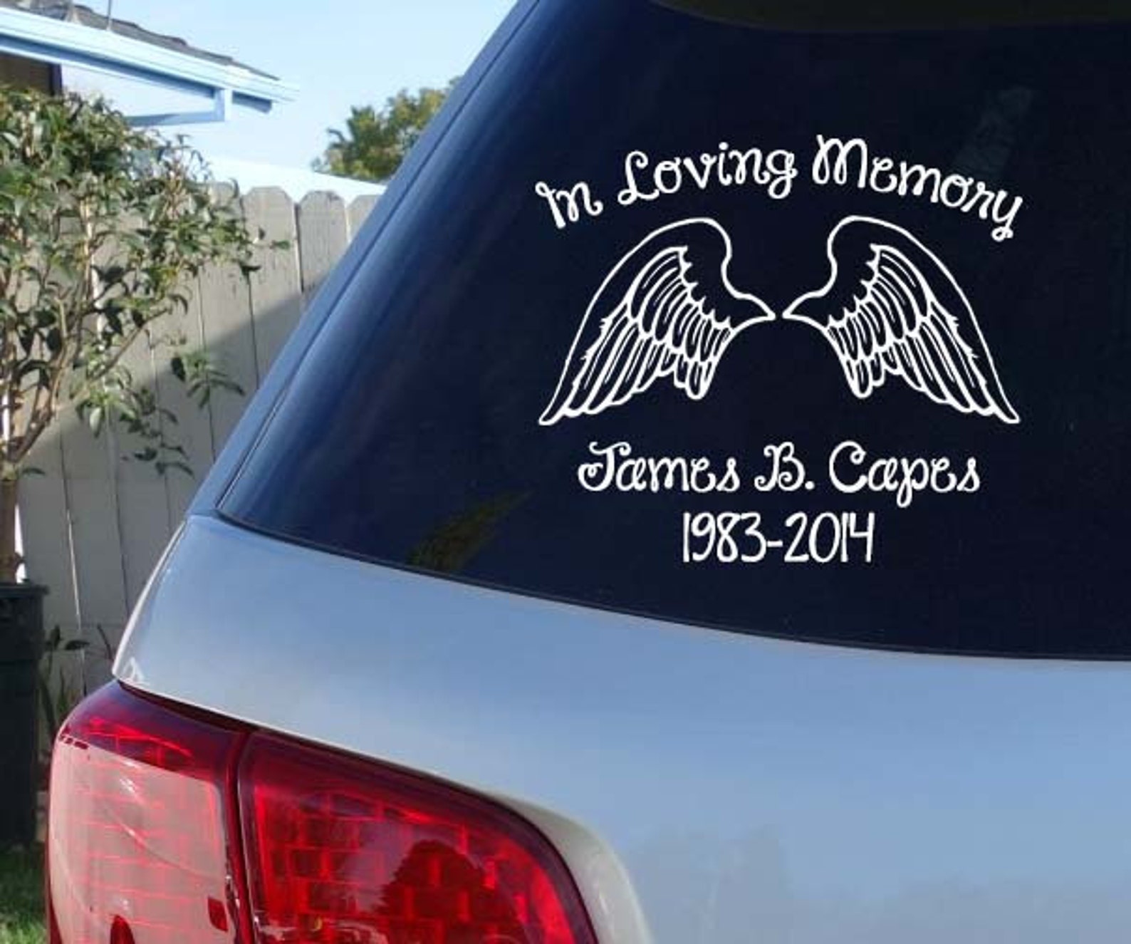 In Loving Memory Car Window Decal With Angel Wings Car | Etsy