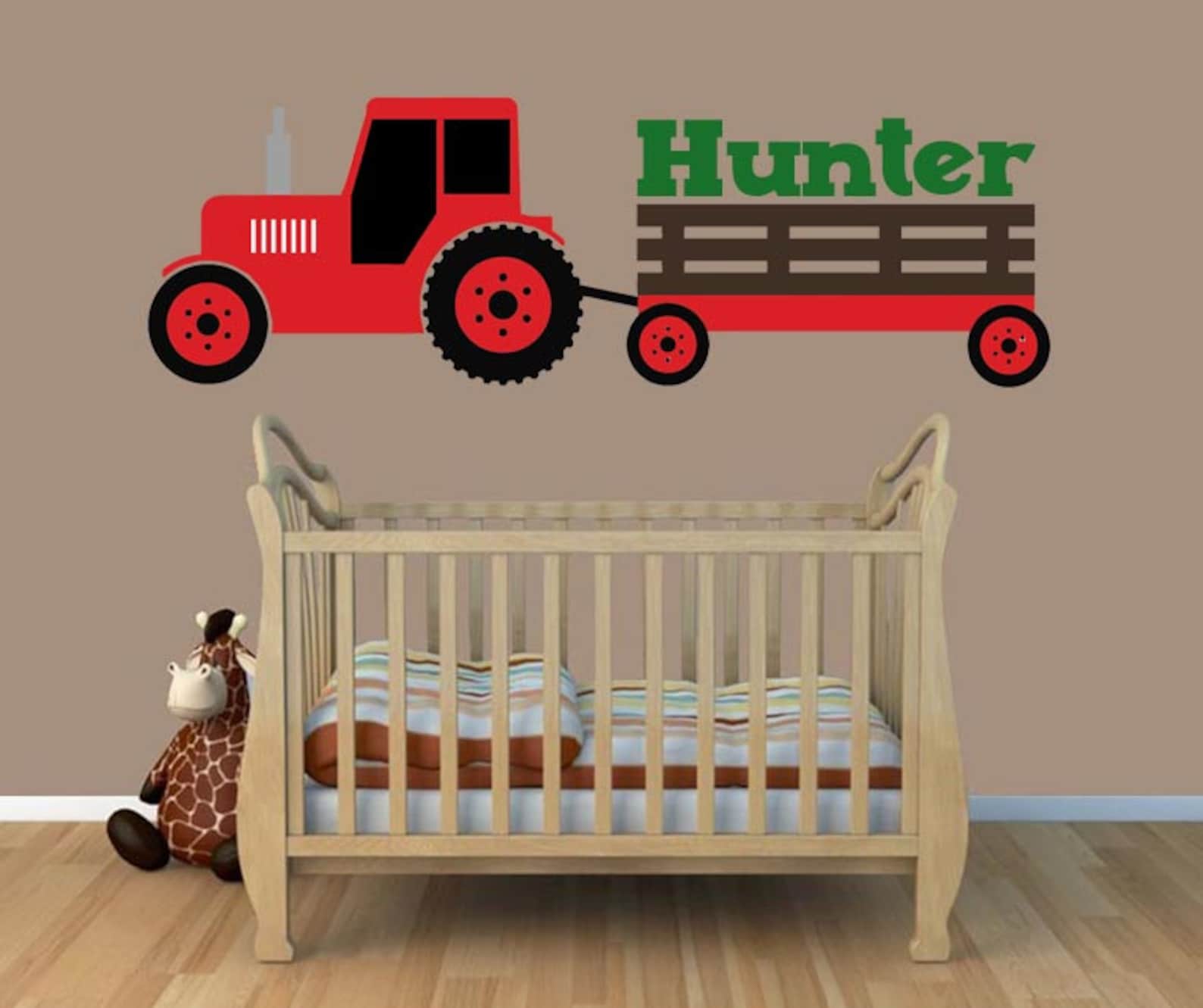 Tractor Wall Decal Red Tractor Wall Decal Boys Bedroom - Etsy