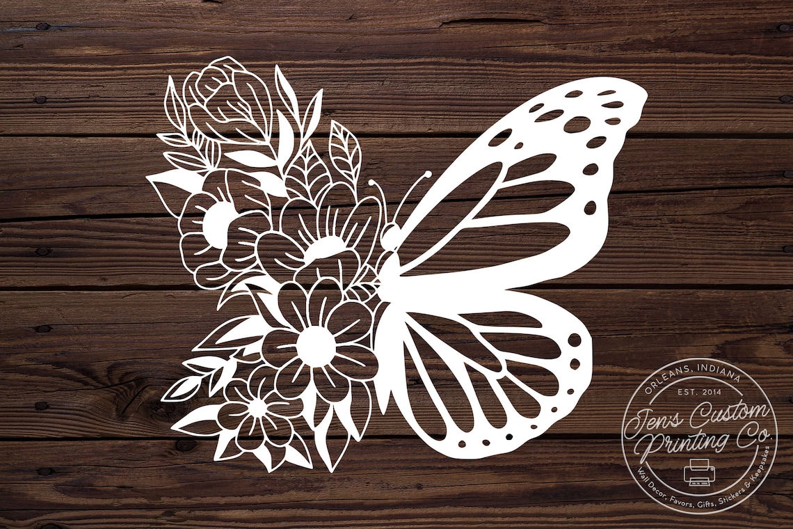 Floral Butterfly Car Window Decal Monarch Butterfly With | Etsy