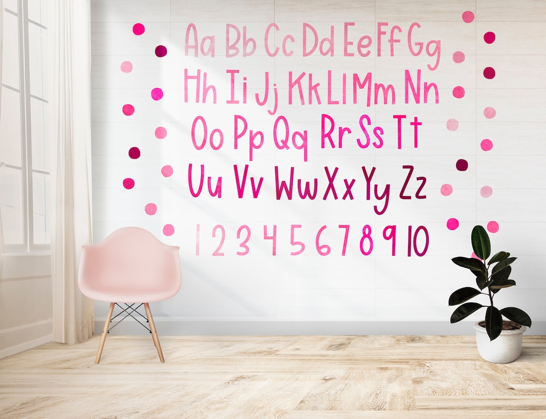Pink Alphabet Wall Decal Set: Girly Nursery Decor - Etsy