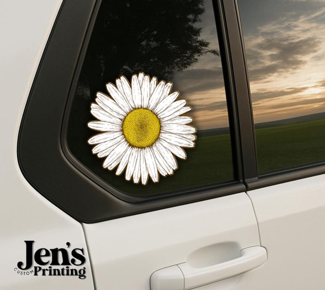 Hand-drawn Daisy Car Decal: Outdoor Vinyl Flower Sticker - Etsy