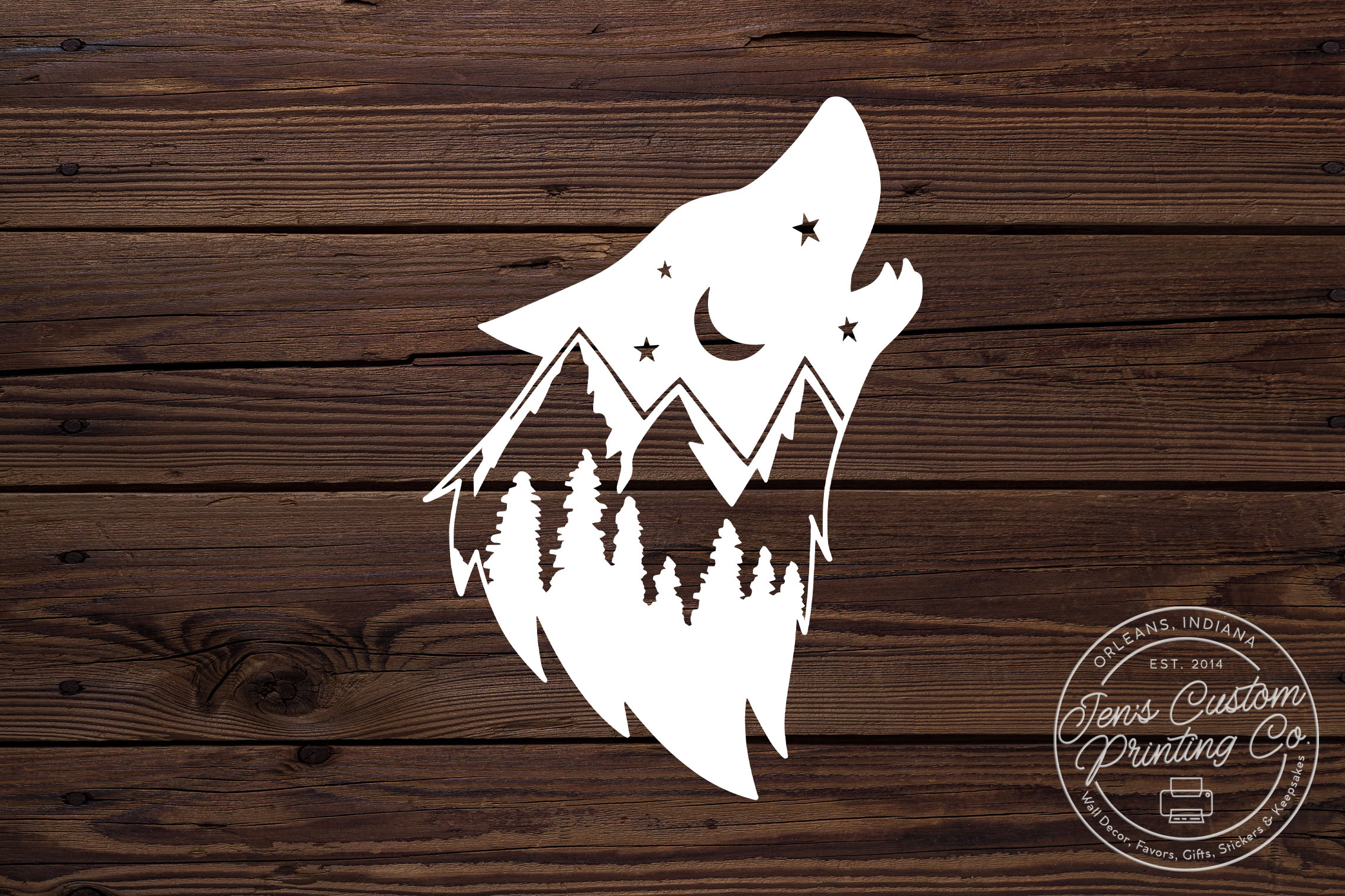 Howling Wolf Mountain Scene Decal Starry Mountains Stars - Etsy