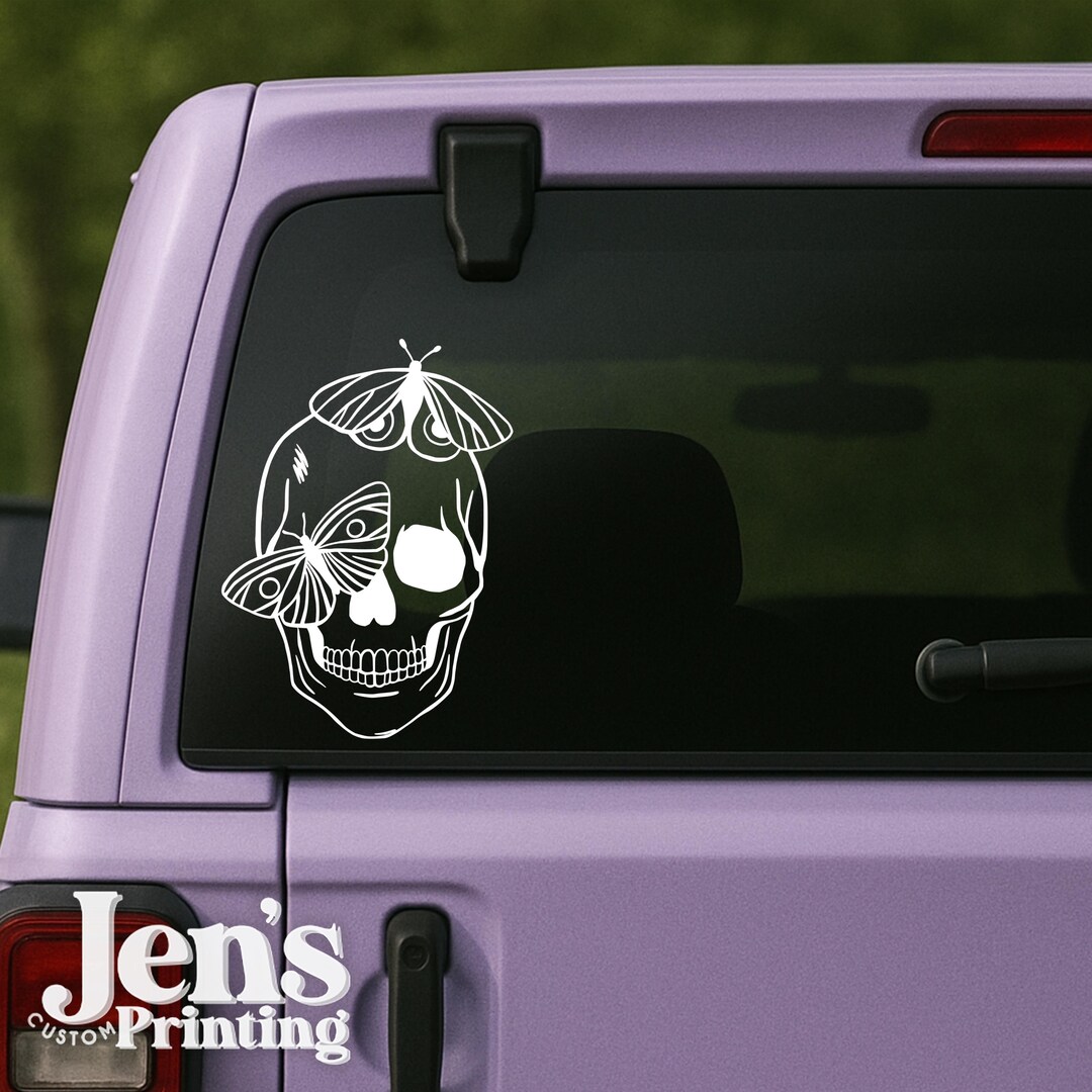 Skull & Moth Car Decal: Gothic Waterproof Vinyl Sticker - Etsy
