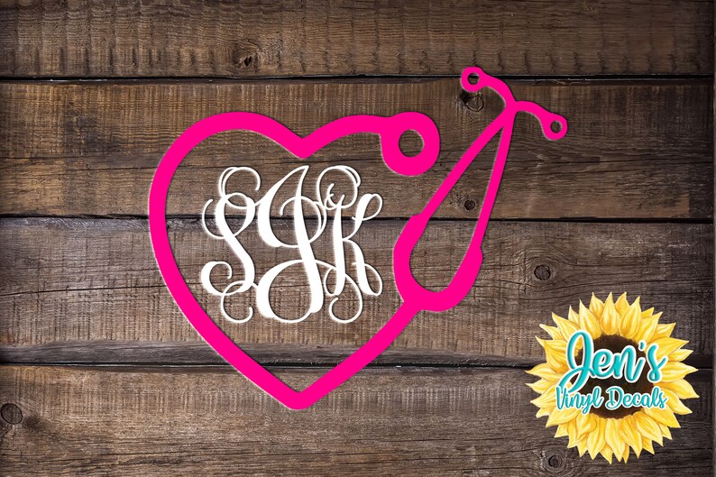 Nursing Monogram Car Window Decal Stethoscope Heart Monogram - Etsy