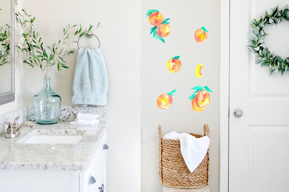 Peach Wall Decals Kitchen Decoration Fruit Stickers Bathroom - Etsy