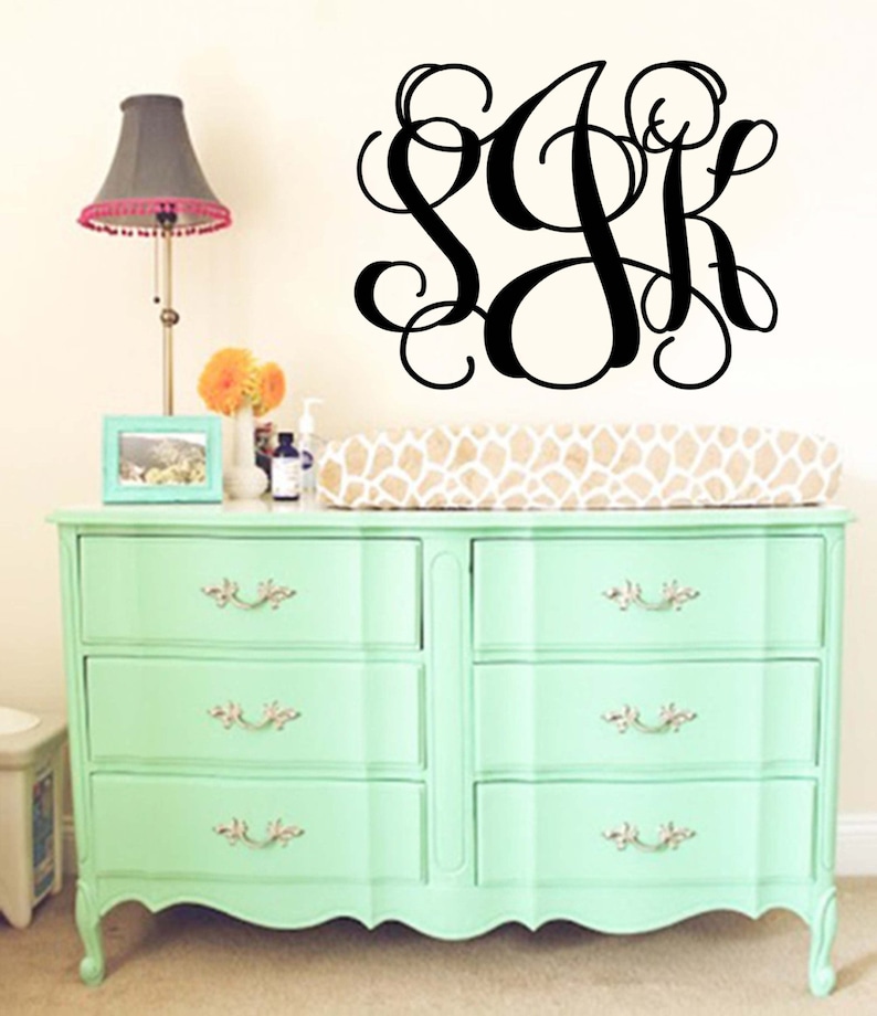 Monogram Wall Decal Vine Monogram Wall Decal Initial Wall | Etsy