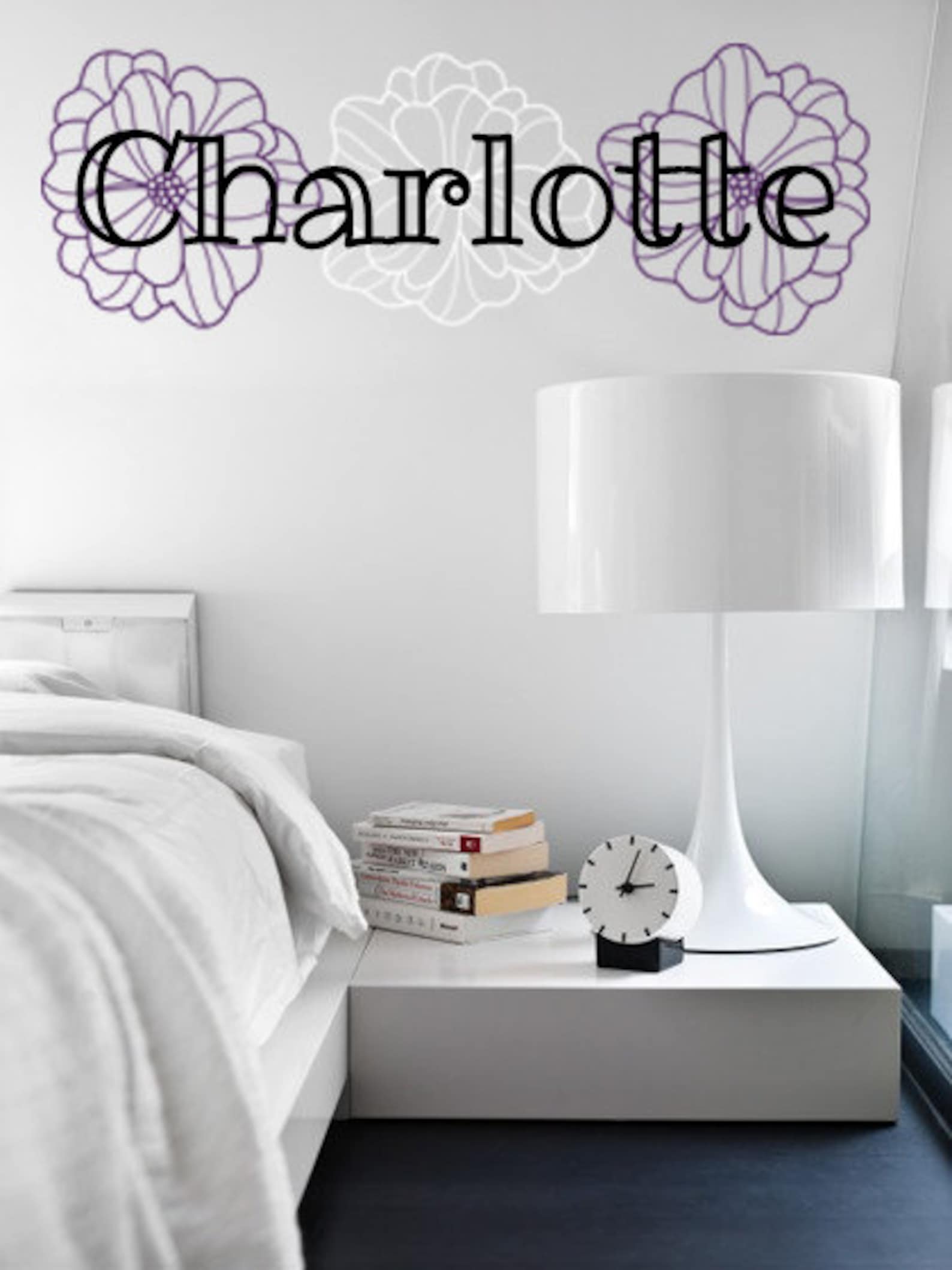 Girl's Bedroom Flower Name Wall Decal Wall Sticker - Etsy