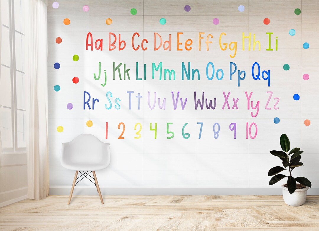 Watercolor Rainbow Alphabet Wall Decal Set Upper Case Lower Case ...