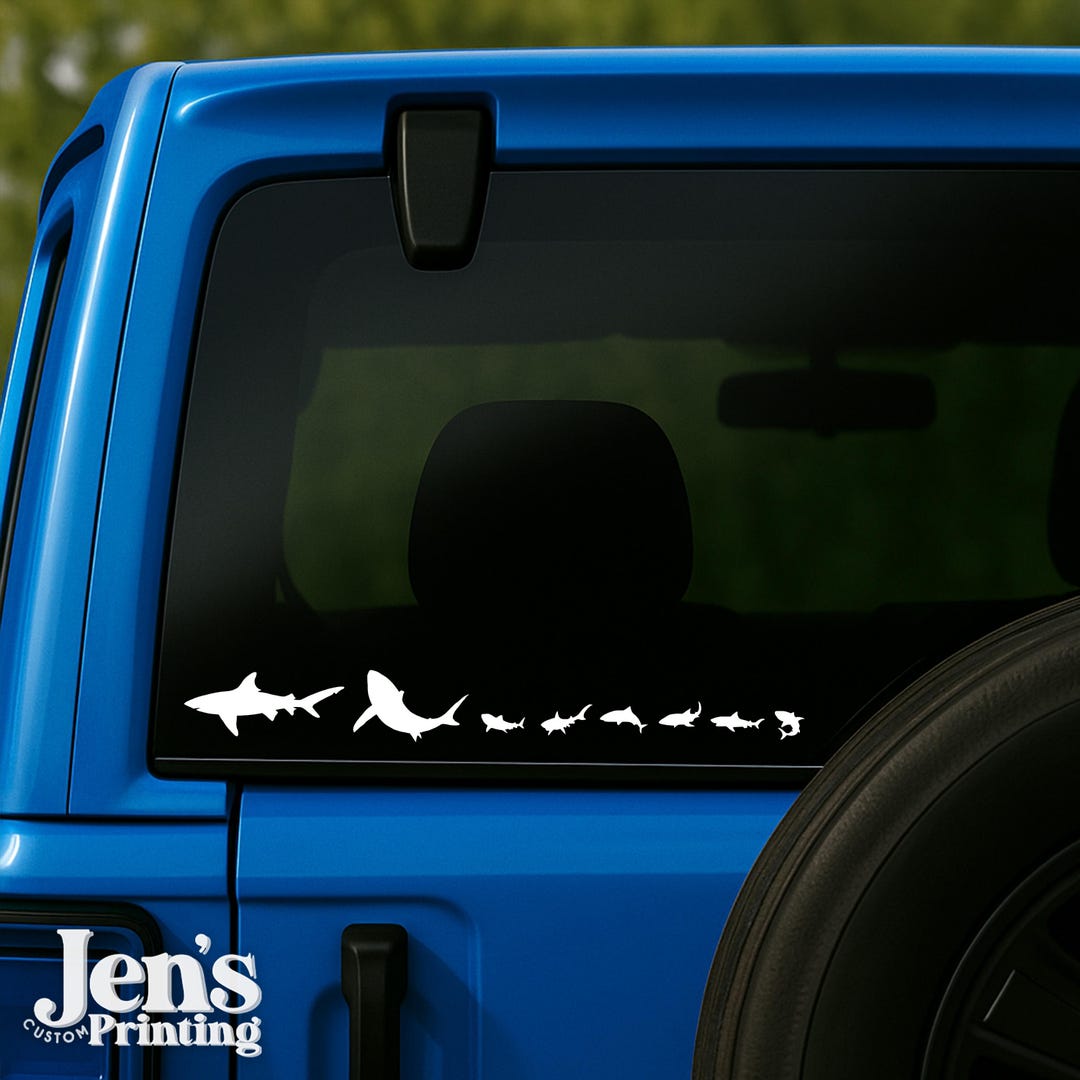 Shark Family Car Decal: Custom Vinyl Stick Figure Window Sticker - Etsy