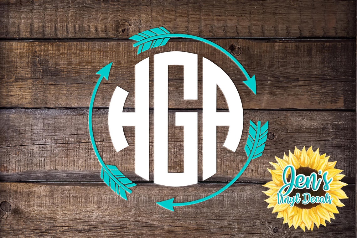 Arrow Monogram Vinyl Decal Personalized Arrow Monogram Decal | Etsy