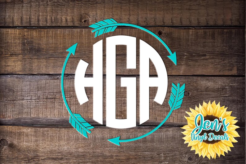 Arrow Monogram Vinyl Decal Personalized Arrow Monogram Decal - Etsy