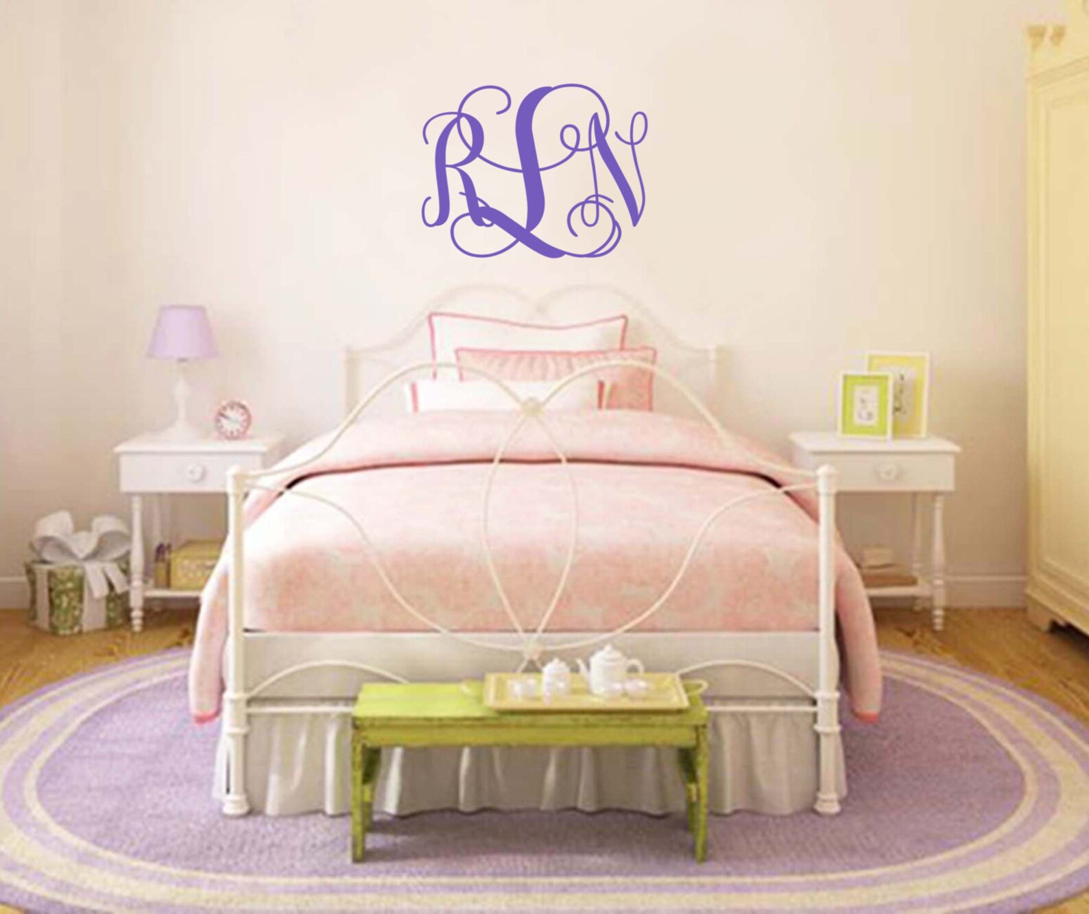 Monogram Wall Decal Vine Monogram Wall Decal Initial Wall | Etsy