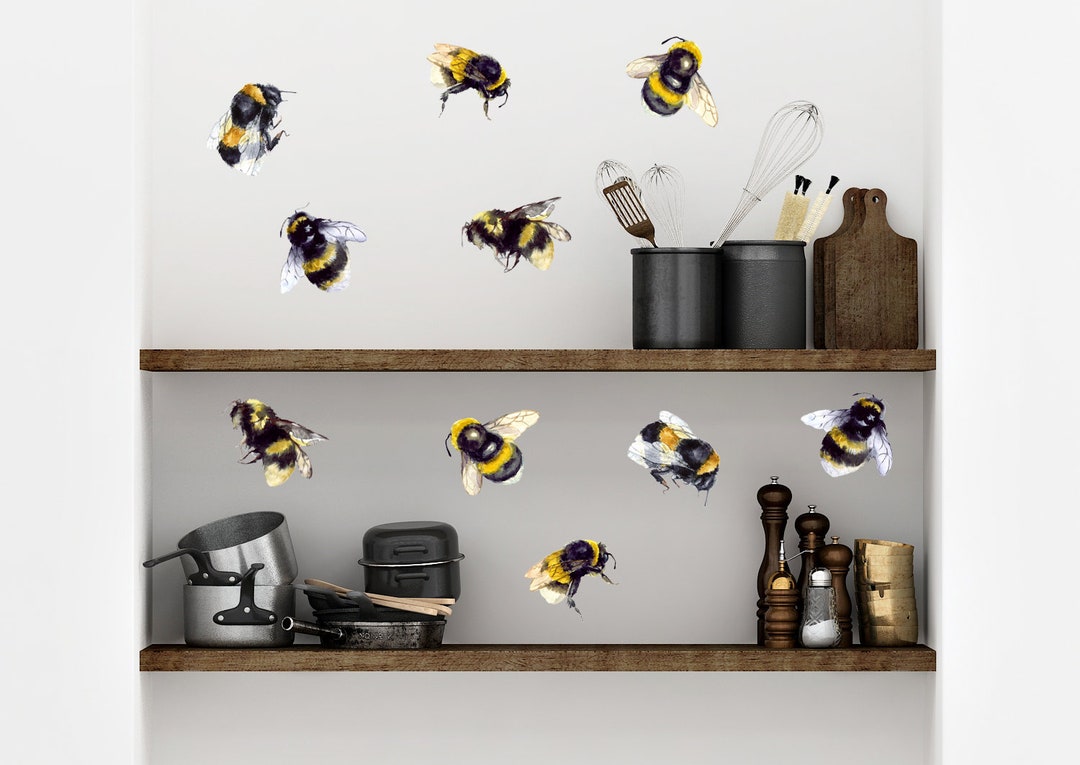 Bee Wall Decals Kitchen Decoration Bumble Bee Stickers Bathroom Decor ...