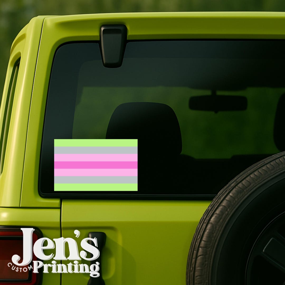 Feminine Agender Pride Flag Decal (waterproof) Green, Gray and Pink ...