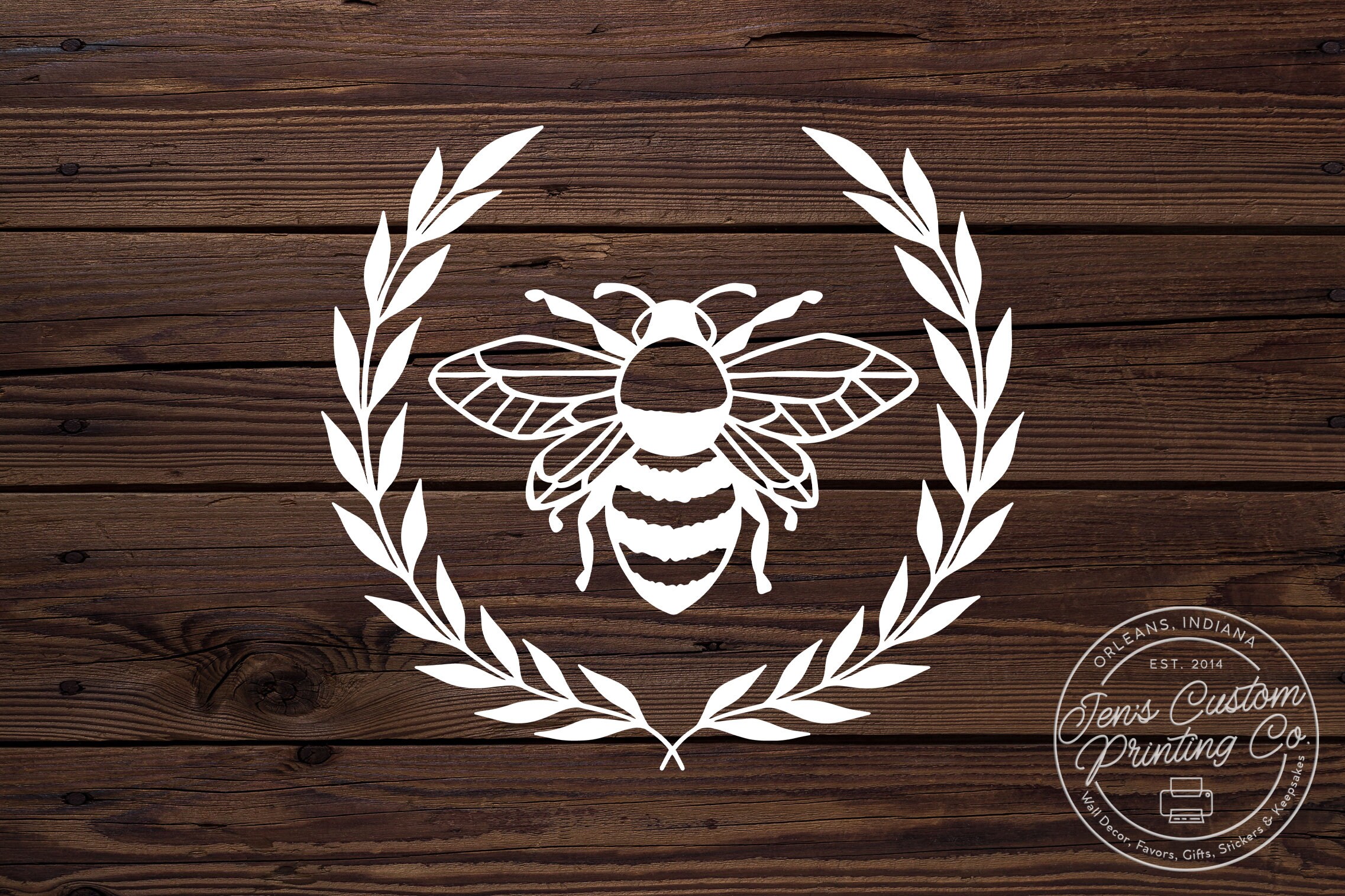 Bee With Laurel Crest Decal Royal Bee Sticker Wreath Honey Bee | Etsy
