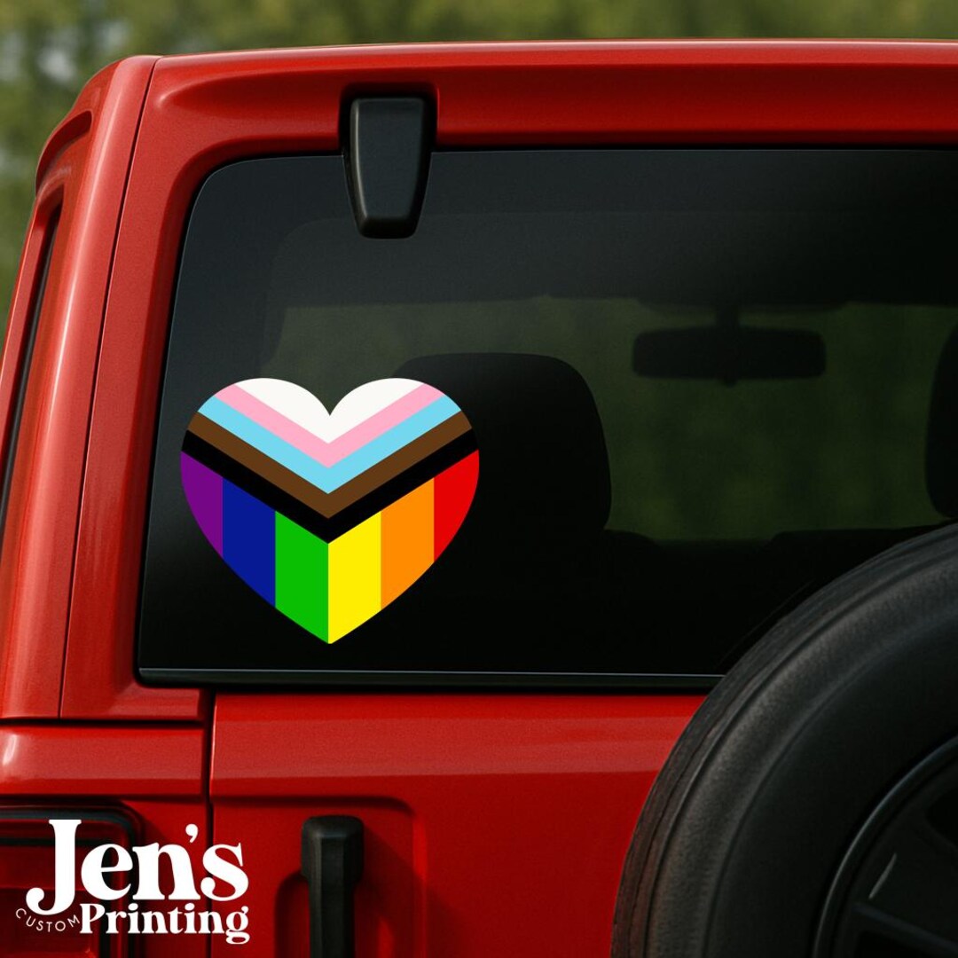 Progress Pride Heart Decal: LGBTQ+ Rainbow Vinyl Sticker - Etsy