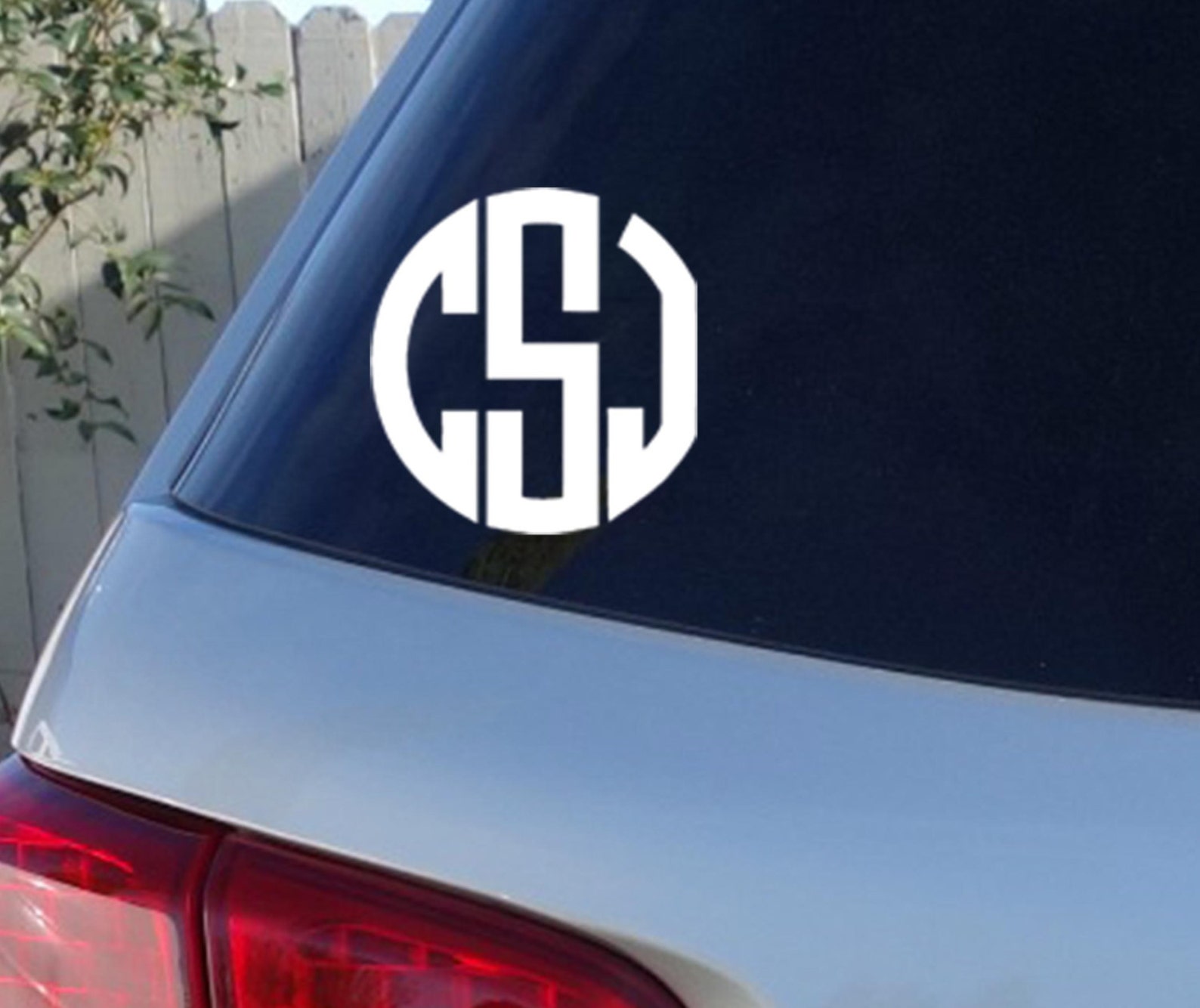 Circle Monogram Car Window Decal Initials Car Window Decal - Etsy