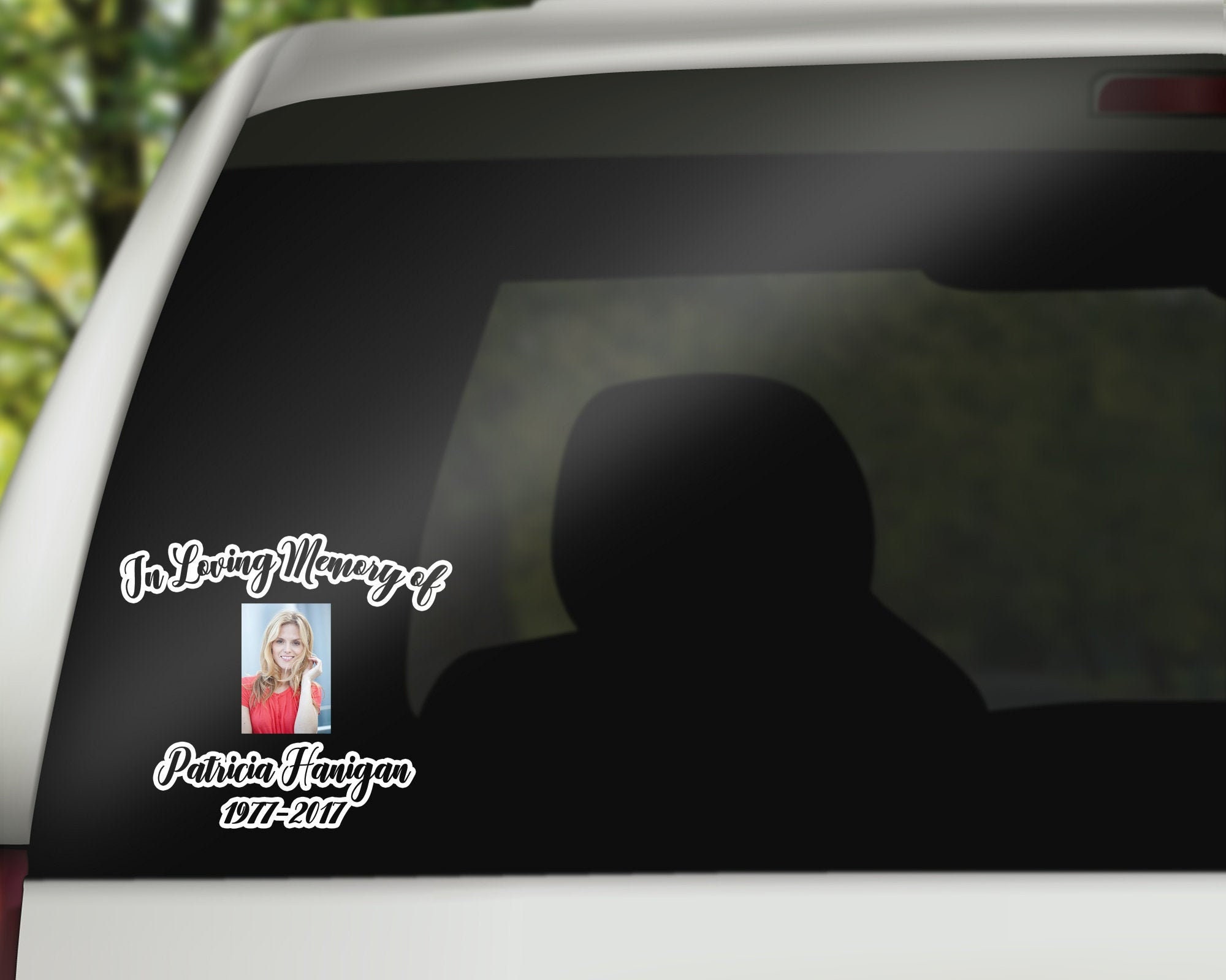 Script Outline Photo Memorial Car Decal | Etsy