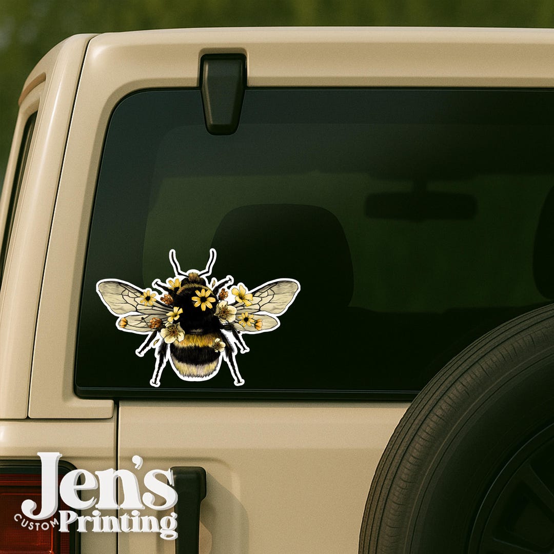 Bumble Bee With Flowers Car Decal - Waterproof Vinyl Sticker - Etsy
