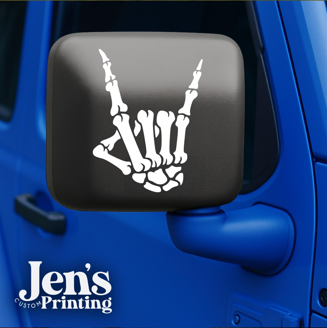 Skeleton Rock Hand Vinyl Decal: Jeep Mirror Sticker, Custom Colors - Etsy