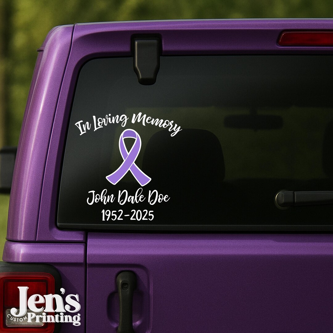 Personalized Hodgkin's Lymphoma Memorial Decal: Purple Ribbon in Loving ...