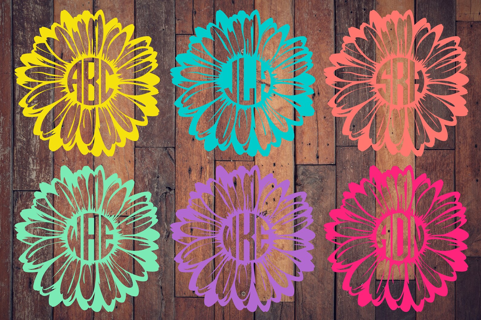 Daisy Monogram Decal 6 X 6 Monogram Flower Sticker Daisy - Etsy
