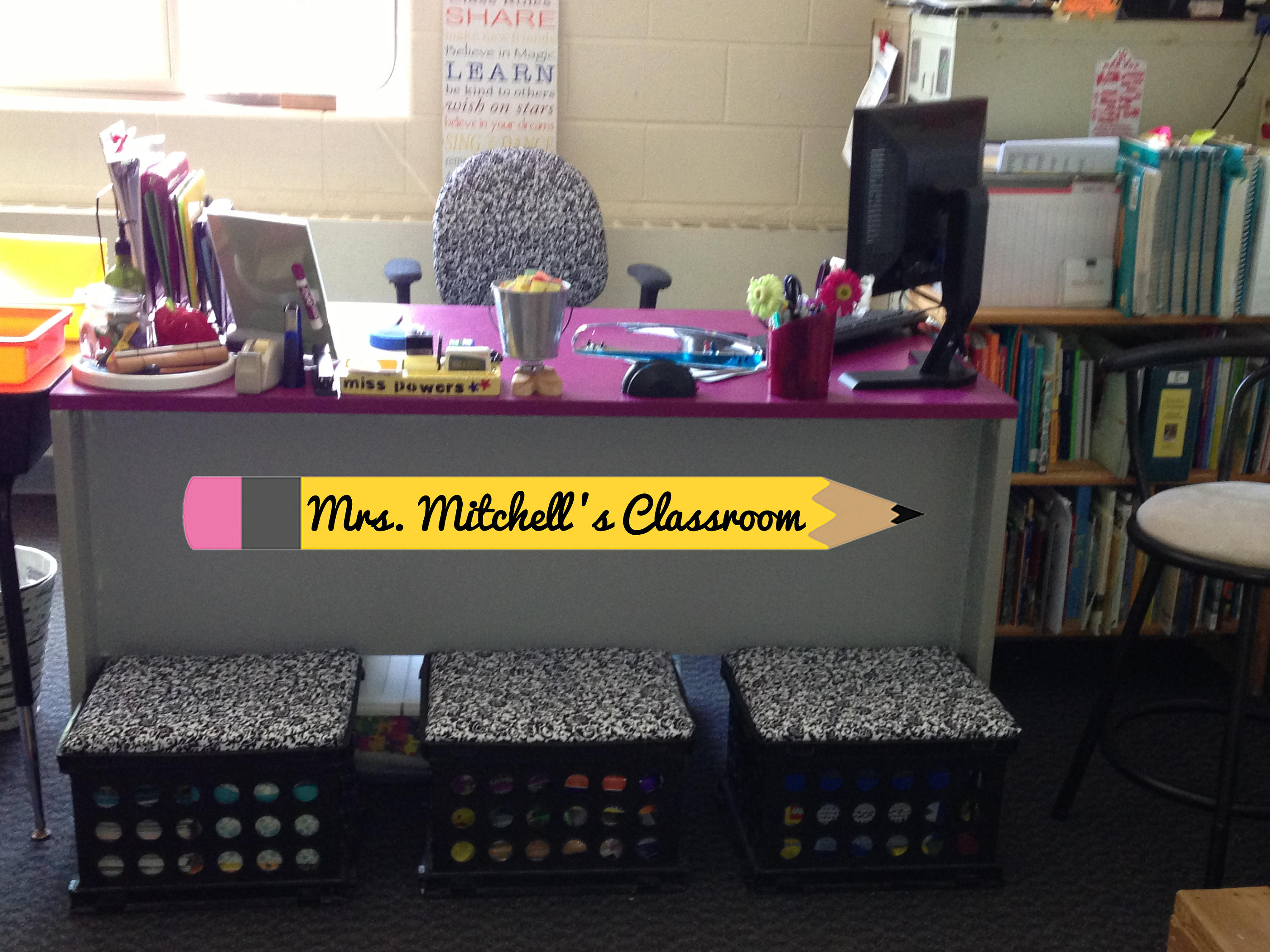 Classroom Pencil W/ Teacher Name Wall Decal Classroom Decor | Etsy