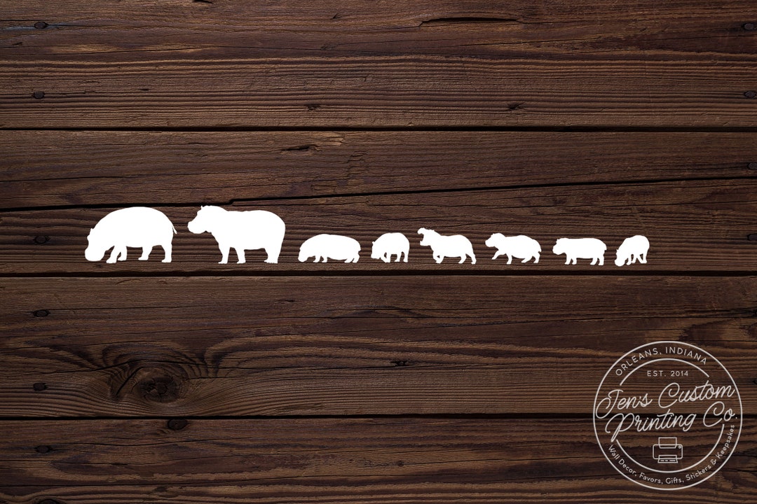 Hippo Family Car Window Decal | Hippo Family Decal | Hippo Decal ...