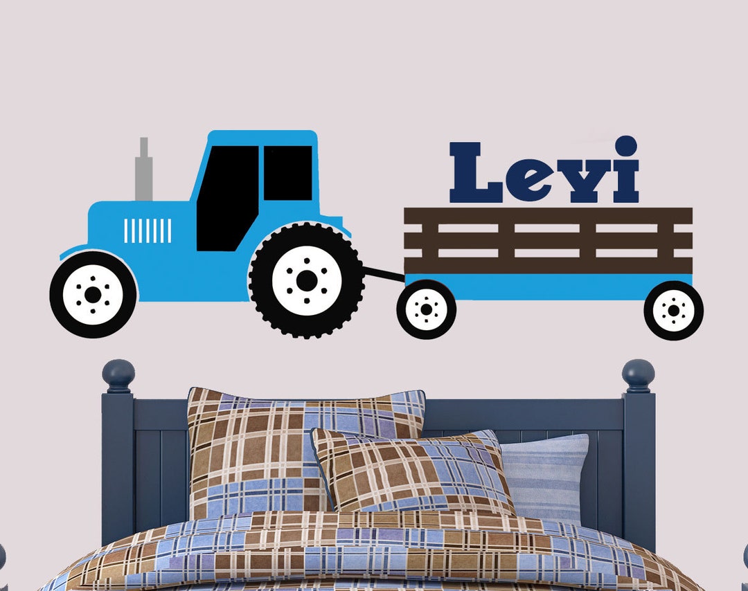 Tractor Wall Decal | Blue Tractor Wall Decal | Boys Bedroom Decal ...